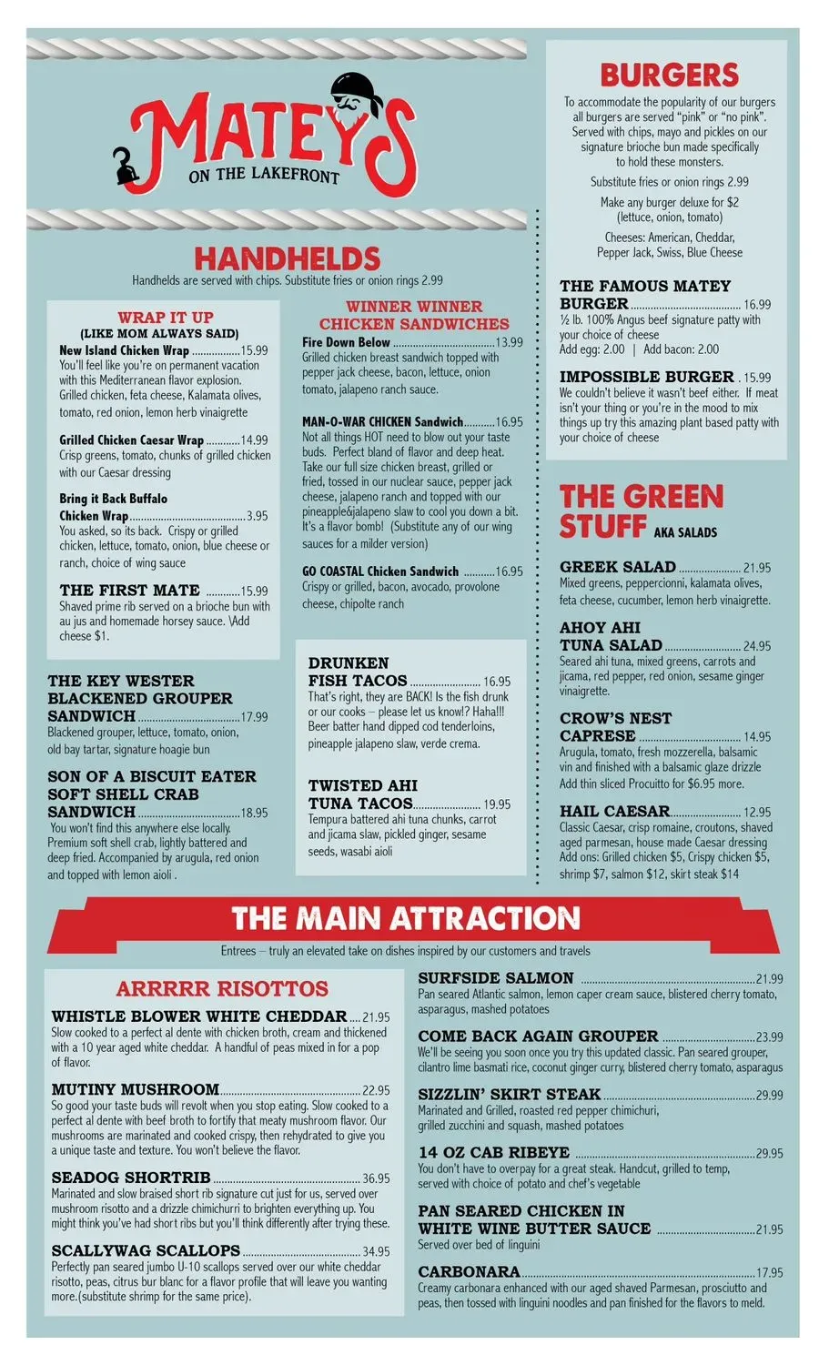 Mateys Restaurant Menu - Updated October 2025