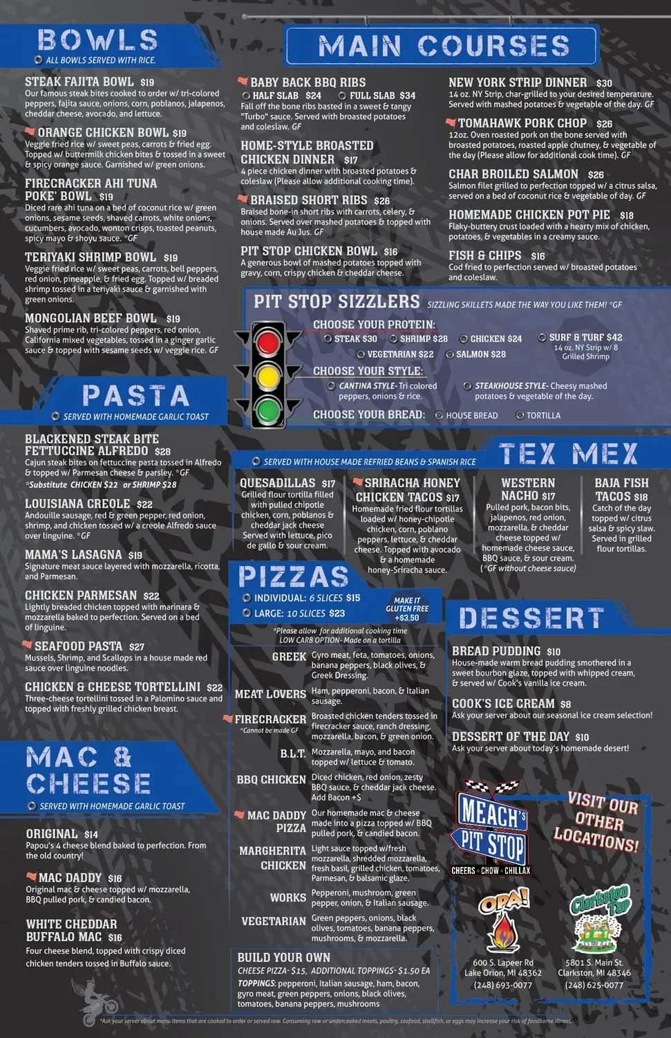 Meach's Pit Stop Menu - Updated September 2025