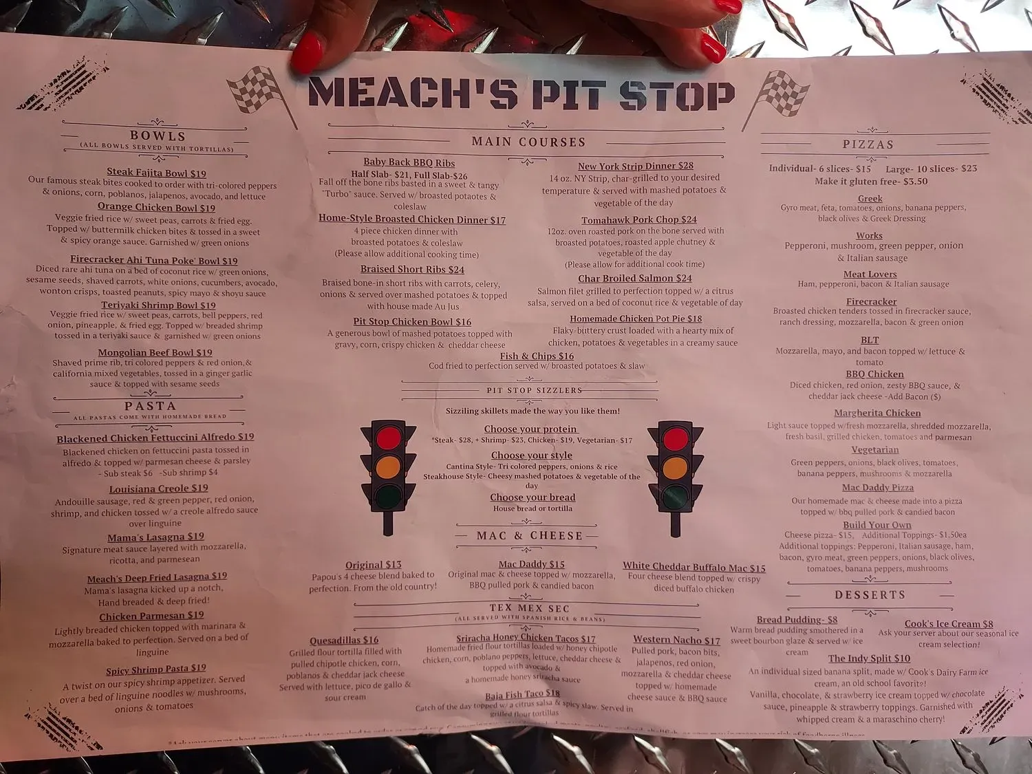 Meach's Pit Stop Menu - Updated October 2025