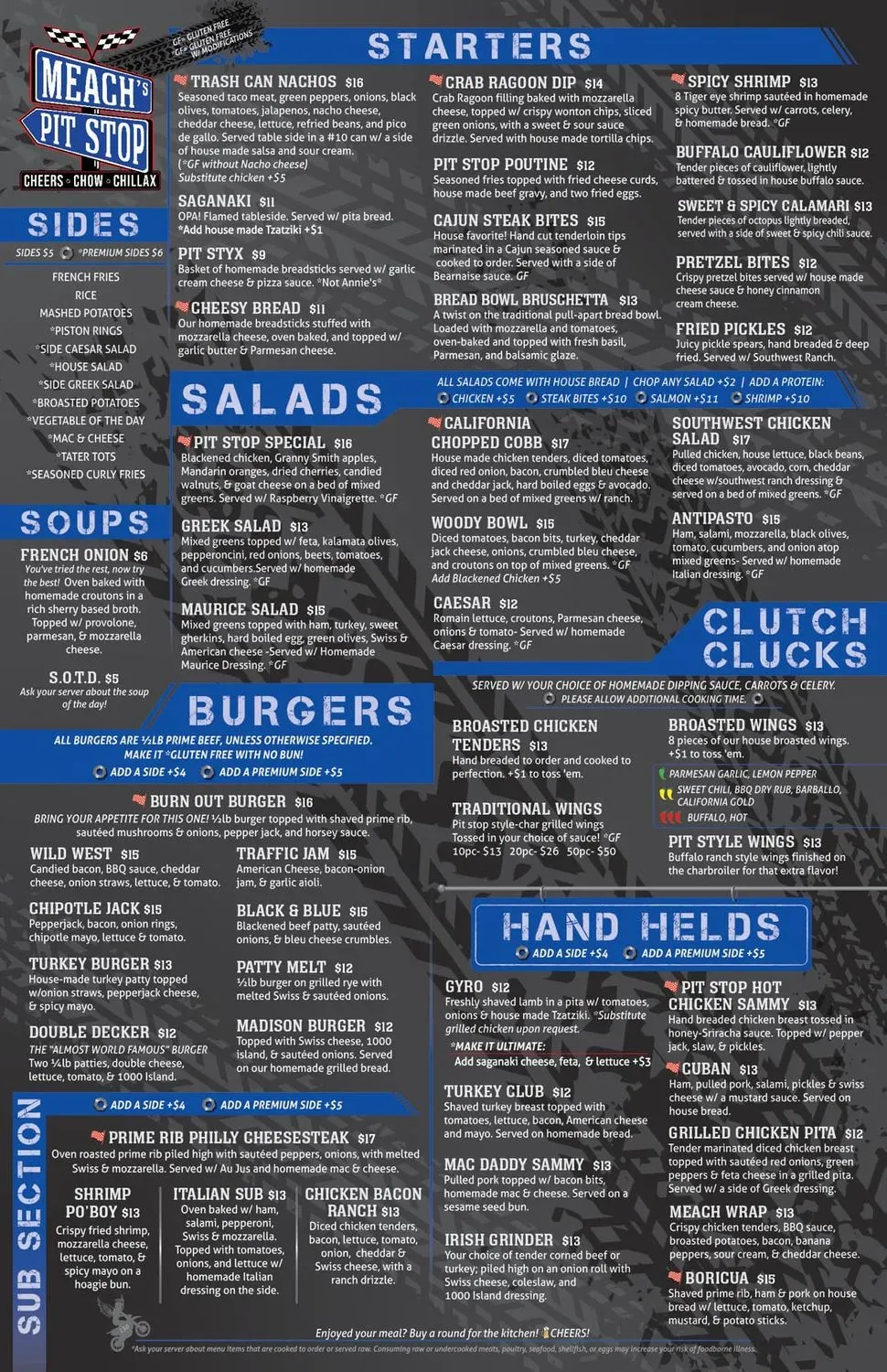 Meach's Pit Stop Menu - Updated October 2025