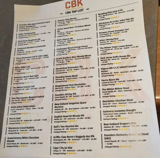 CBK Menu | Wayland, MI | Checkle