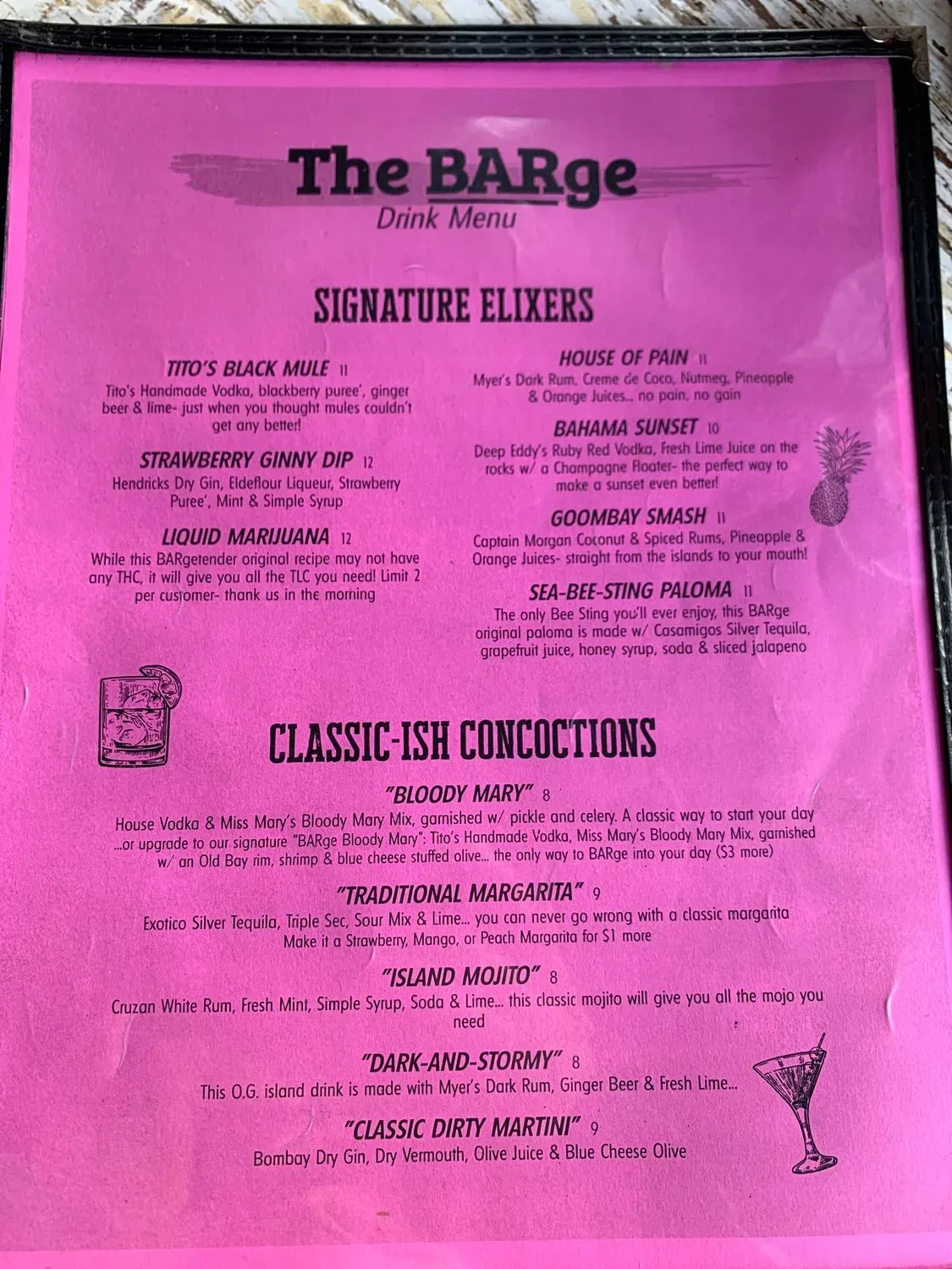 The BARge Menu - Updated October 2025