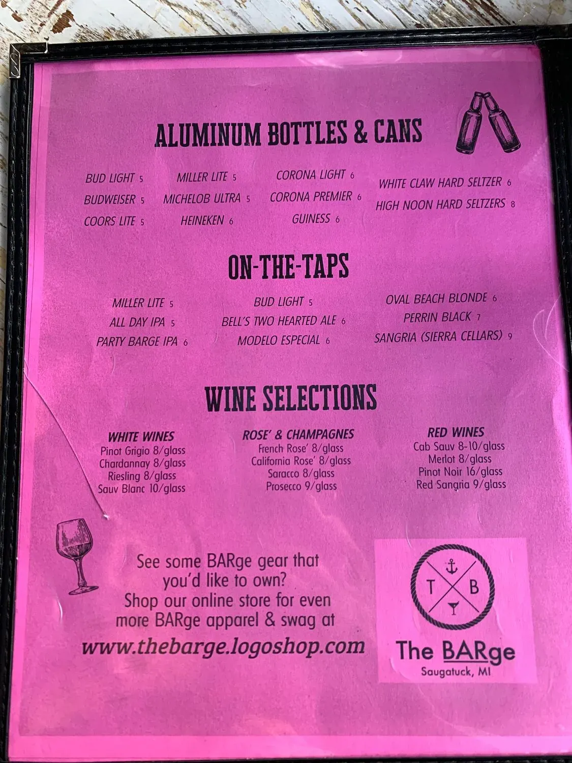 The BARge Menu - Updated October 2025