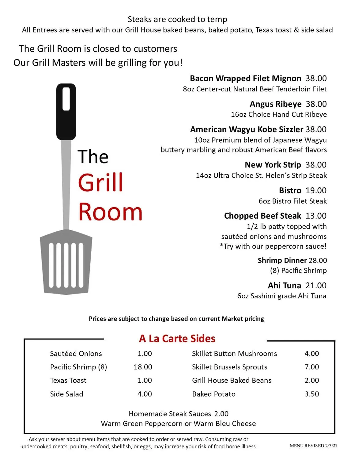 The Grill House Menu - Updated October 2025