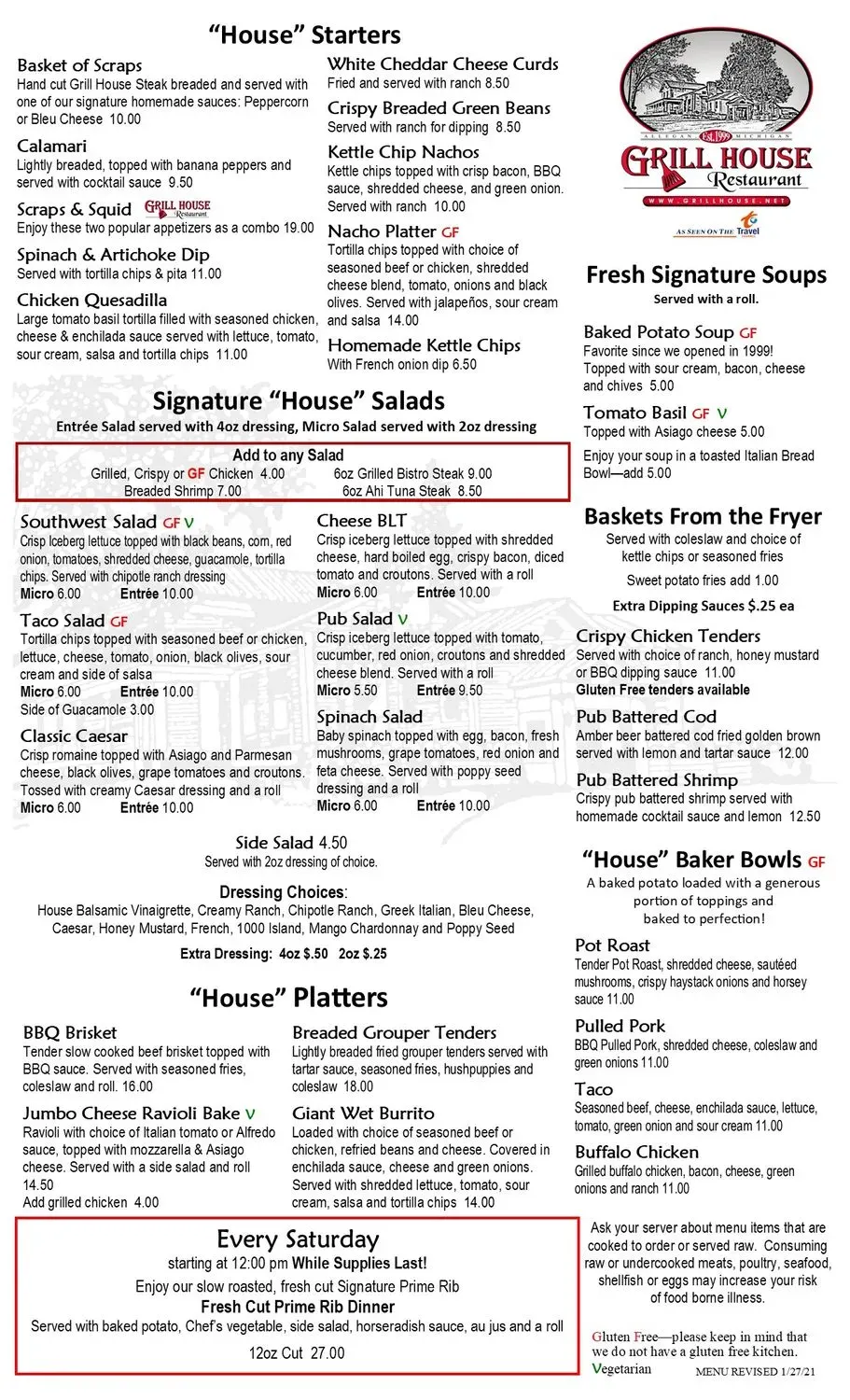 The Grill House Menu - Updated October 2025