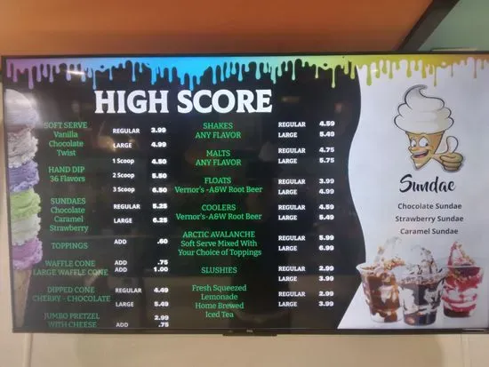 HIGH SCORE Ice Cream & Arcade Menu | Troy, MI | Checkle