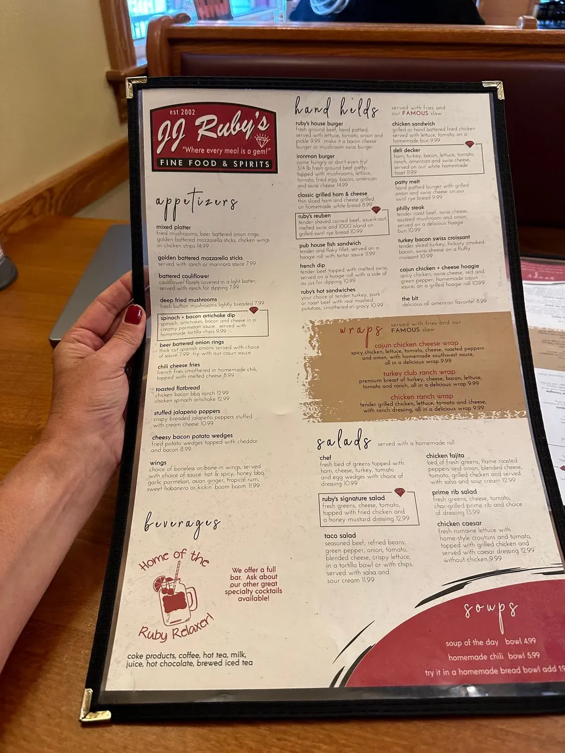 J J Rubys Menu - Updated October 2025