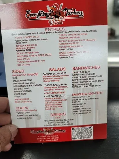 Everything Turkey Menu | Detroit, MI | Checkle