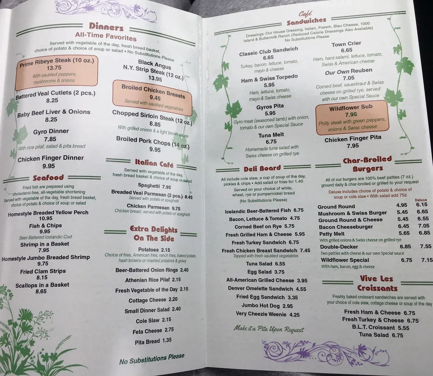 Wildflower Cafe Menu - Updated October 2025