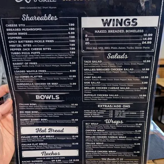 CJS Bar Grill Menu | Port Huron, MI | Checkle