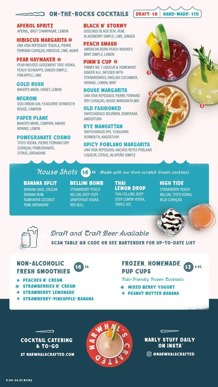 Narwhal's Crafted Menu - Updated October 2025