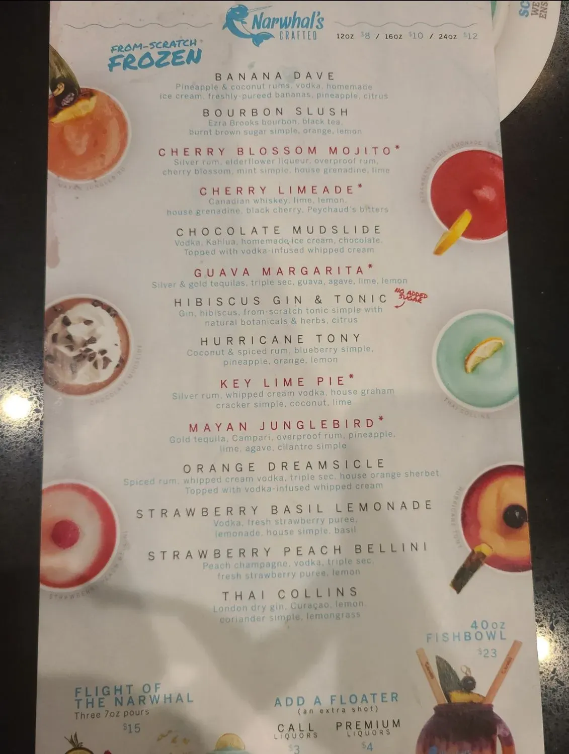 Narwhal's Crafted Menu - Updated October 2025