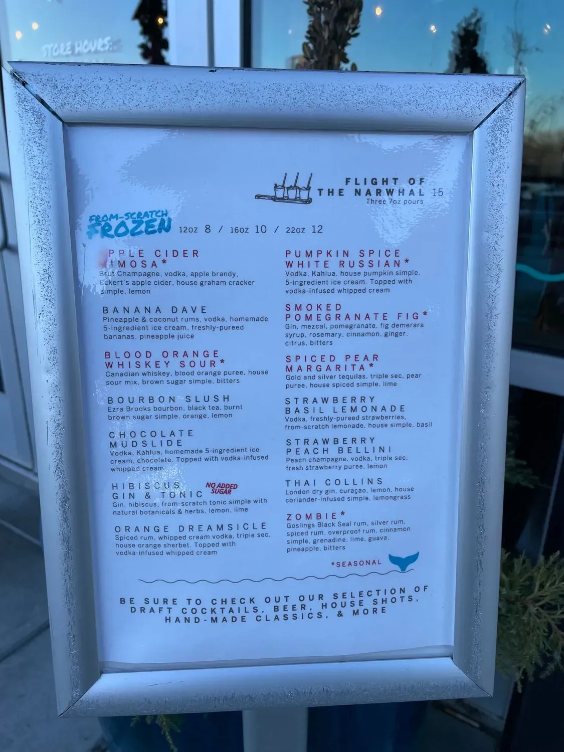 Narwhal's Crafted Menu - Updated October 2025