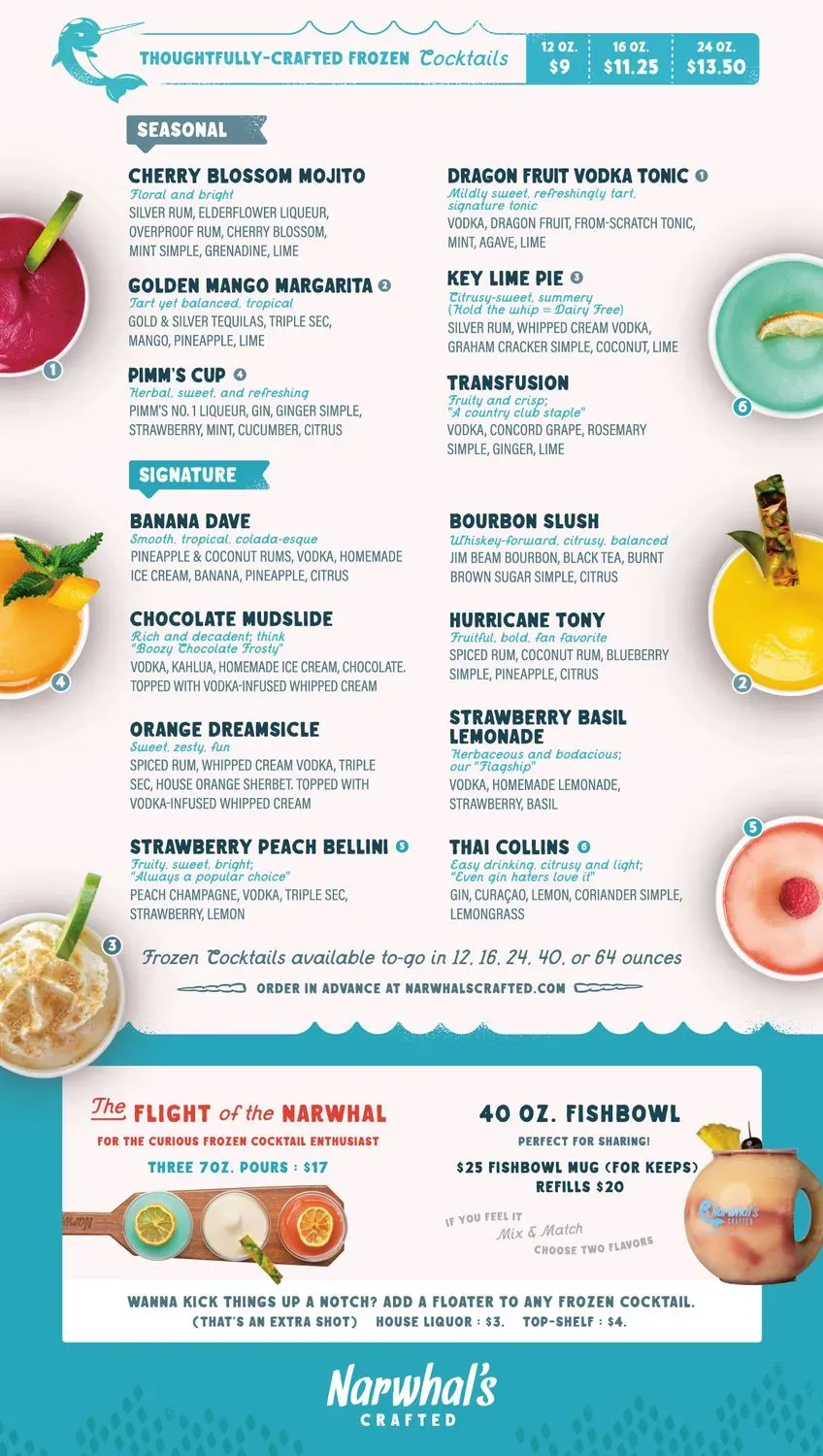 Narwhal's Crafted Menu - Updated October 2025