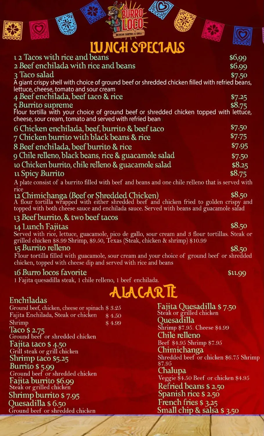 El Burro Loco Mexican Cantina Menu - Updated October 2025