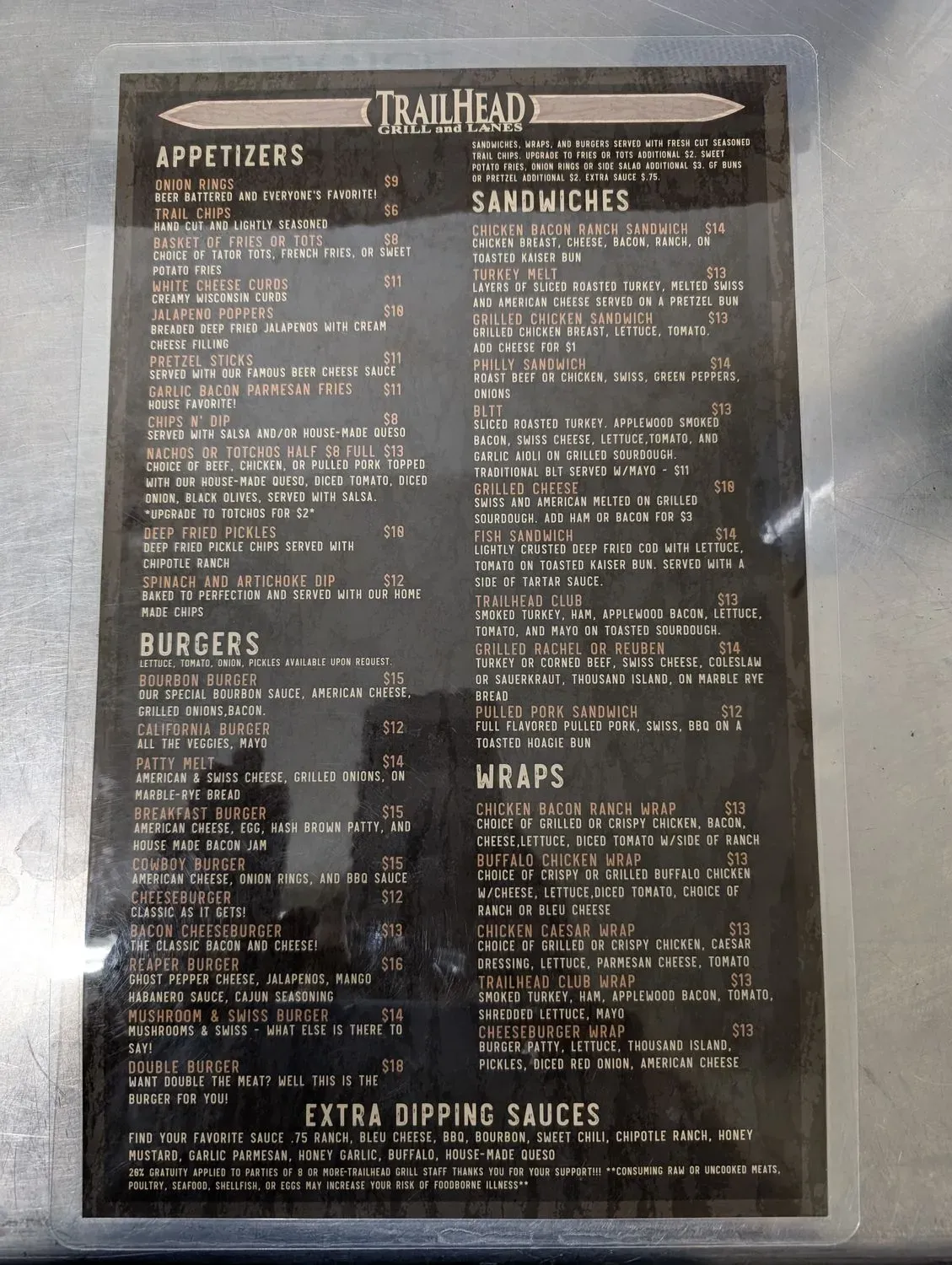 TrailHead Grill and Lanes Menu - Updated October 2025