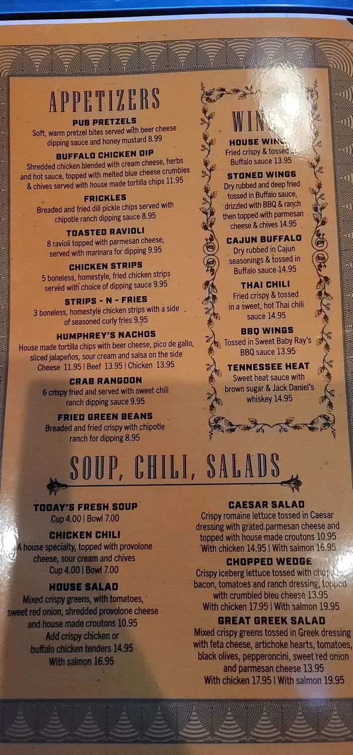 Humphrey's Restaurant & Tavern Menu - Updated October 2025