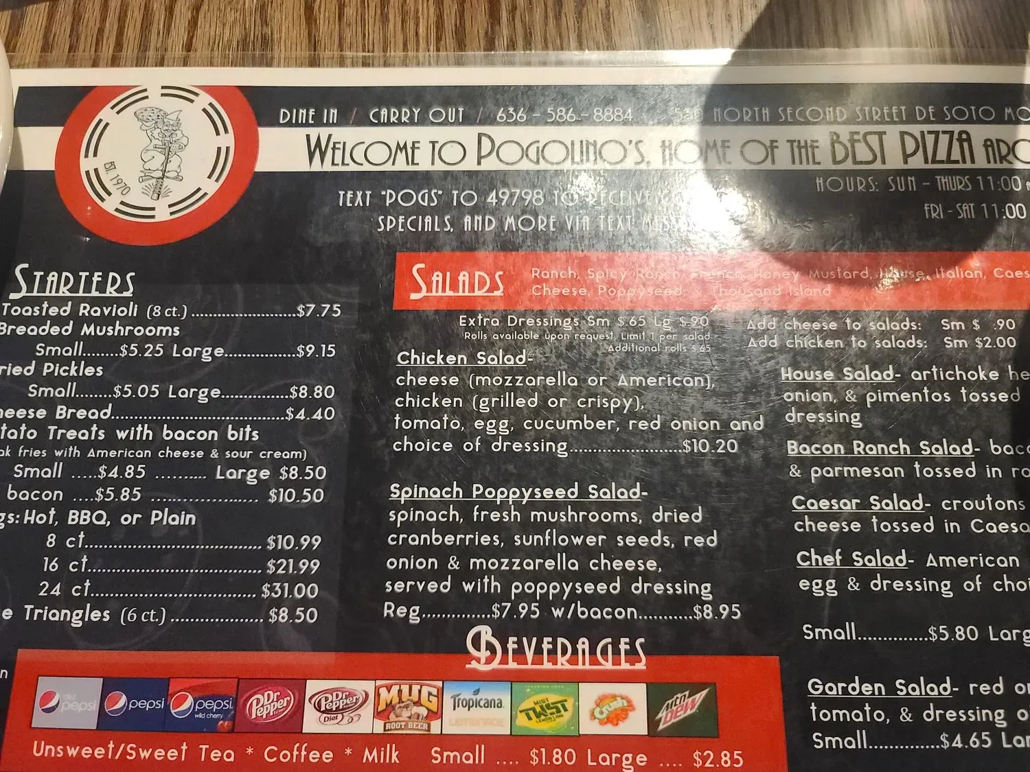 Pogolinos Desoto Menu - Updated October 2025
