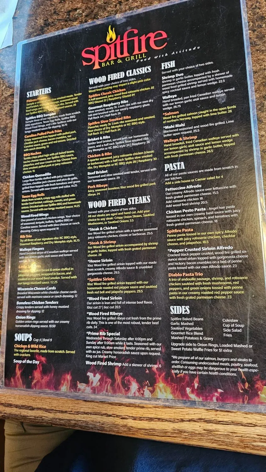 Spitfire Bar & Grill Menu | West Fargo, ND | Checkle