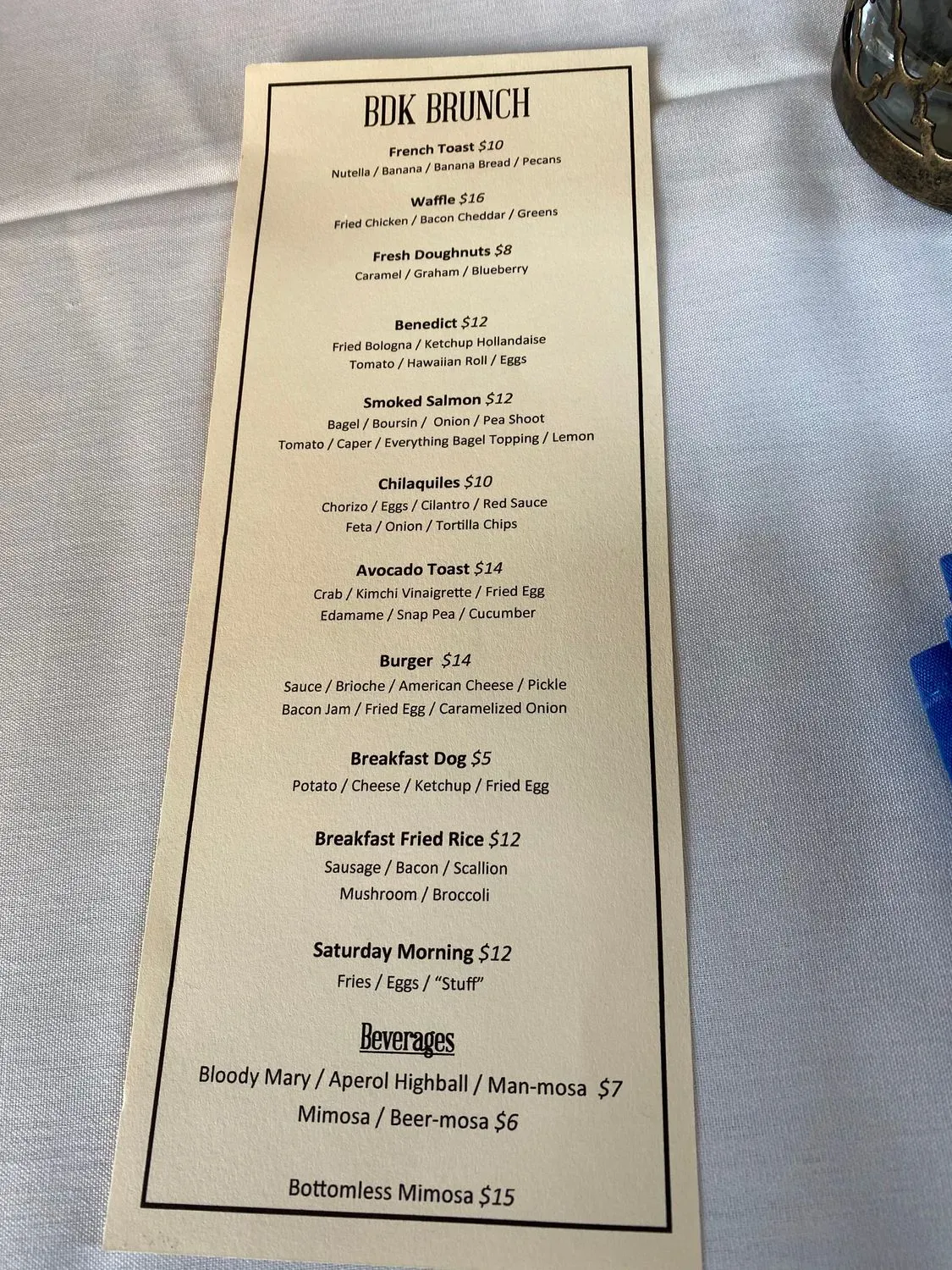 Bleu Duck Kitchen Menu - Updated October 2025