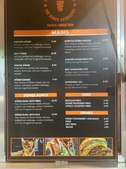 The Döner Shawarma Menu | Dearborn, MI | Checkle