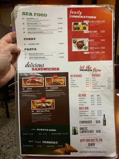 The Red Sea Ethiopian Restaurant Menu | Minneapolis, MN | Checkle