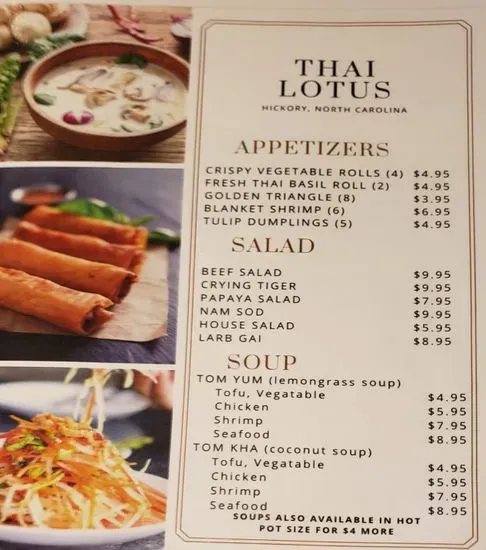 Thai Lotus Restaurant Menu | Hickory, NC | Checkle