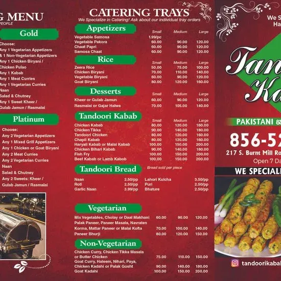 Tandoori Kabab Menu | Voorhees, NJ | Checkle