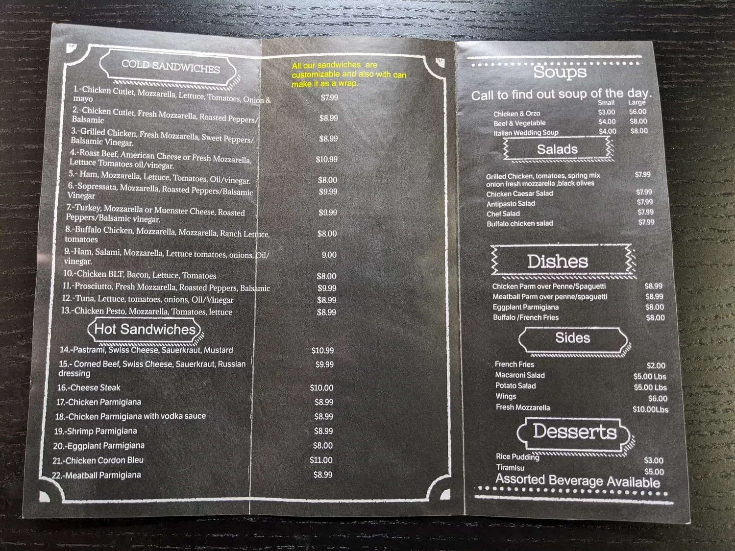 Wallington Deli Menu - Updated October 2025