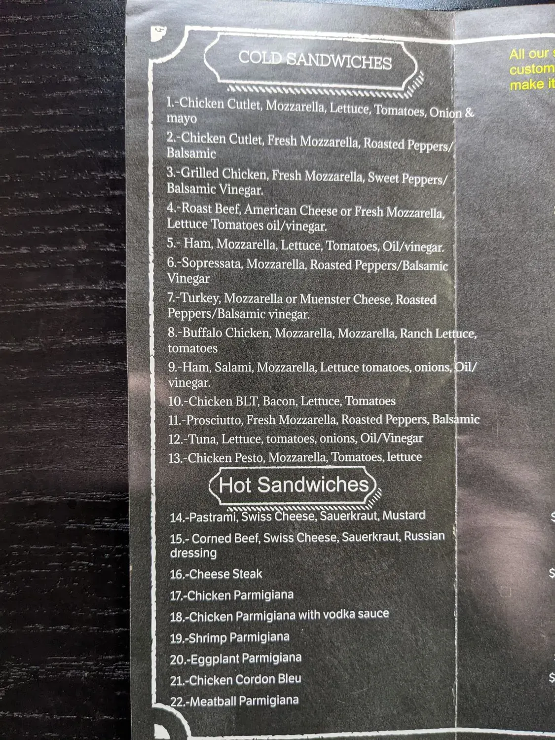 Wallington Deli Menu - Updated October 2025