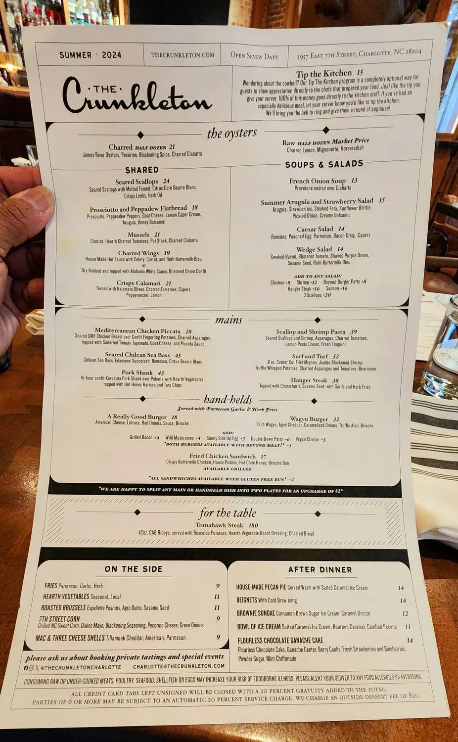 The Crunkleton Menu - Updated October 2025