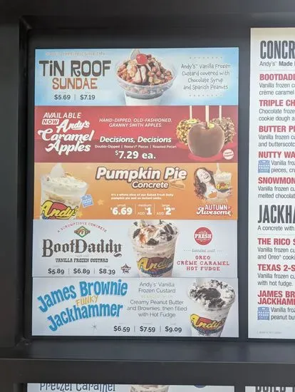Andy's Frozen Custard Menu | Raleigh, NC | Checkle