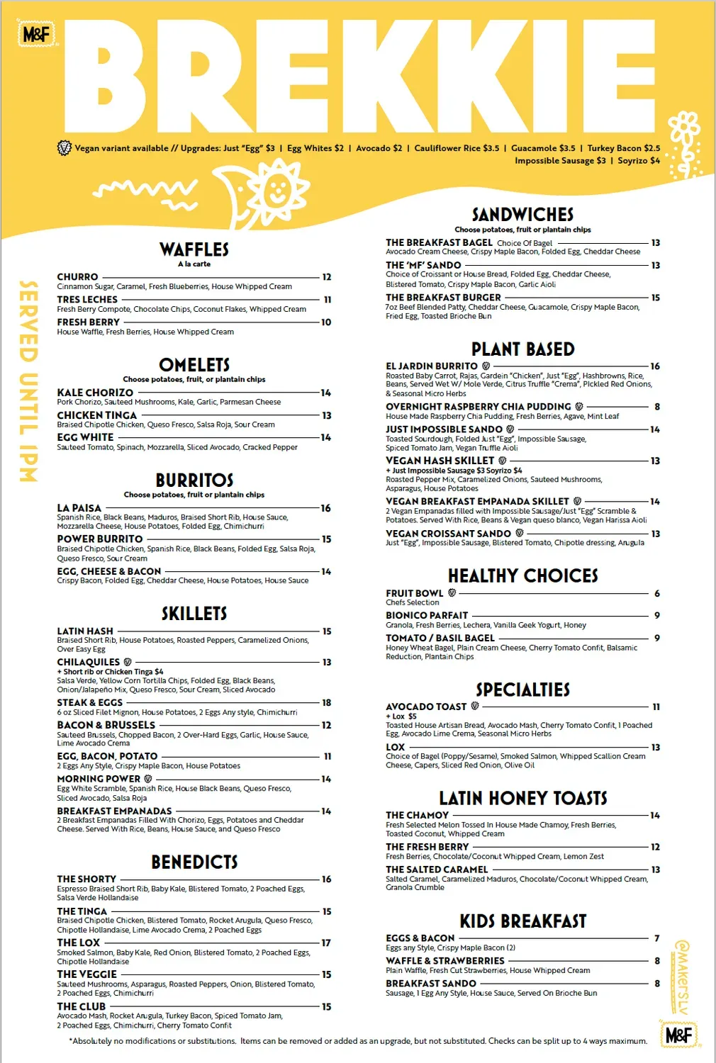 Makers & Finders Menu - Updated October 2025