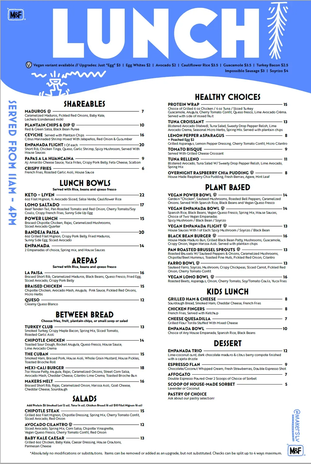 Makers & Finders Menu - Updated October 2025