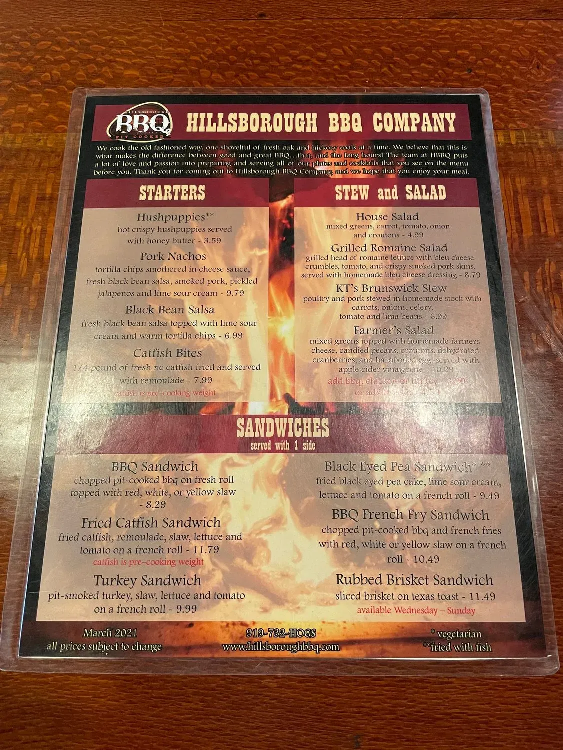 Hillsborough BBQ Company Menu - Updated October 2025