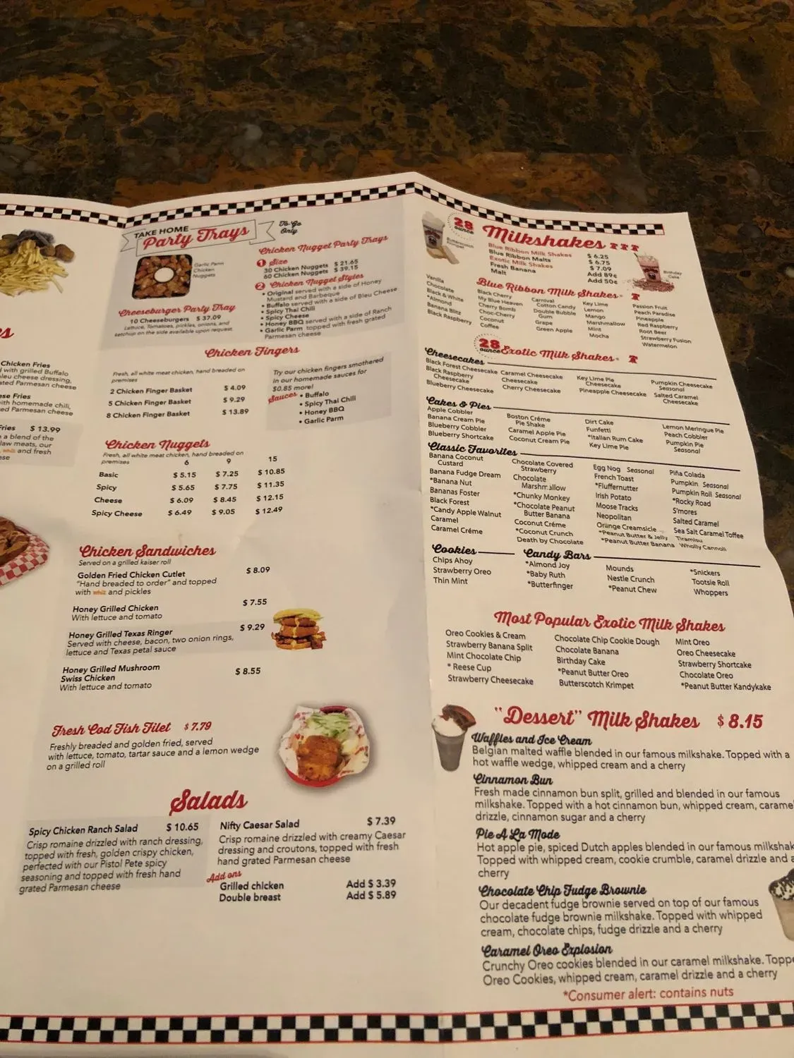 Nifty Fifty's Menu - Updated October 2025