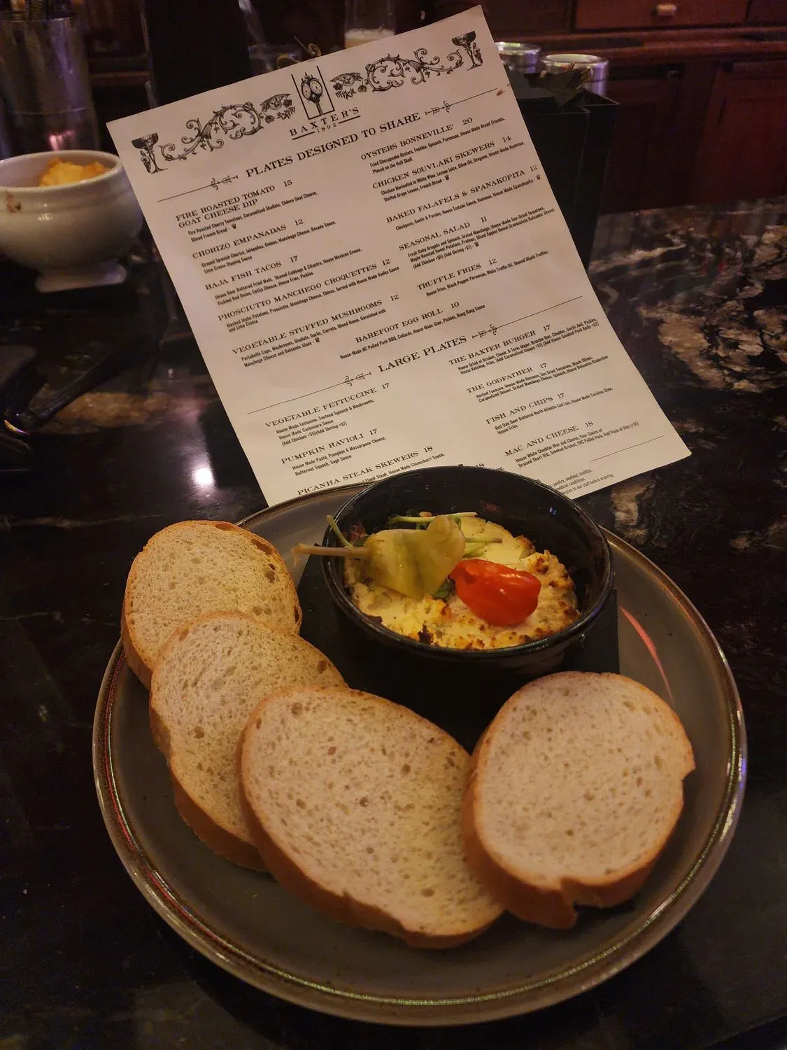 Baxter's 1892 Menu - Updated October 2025