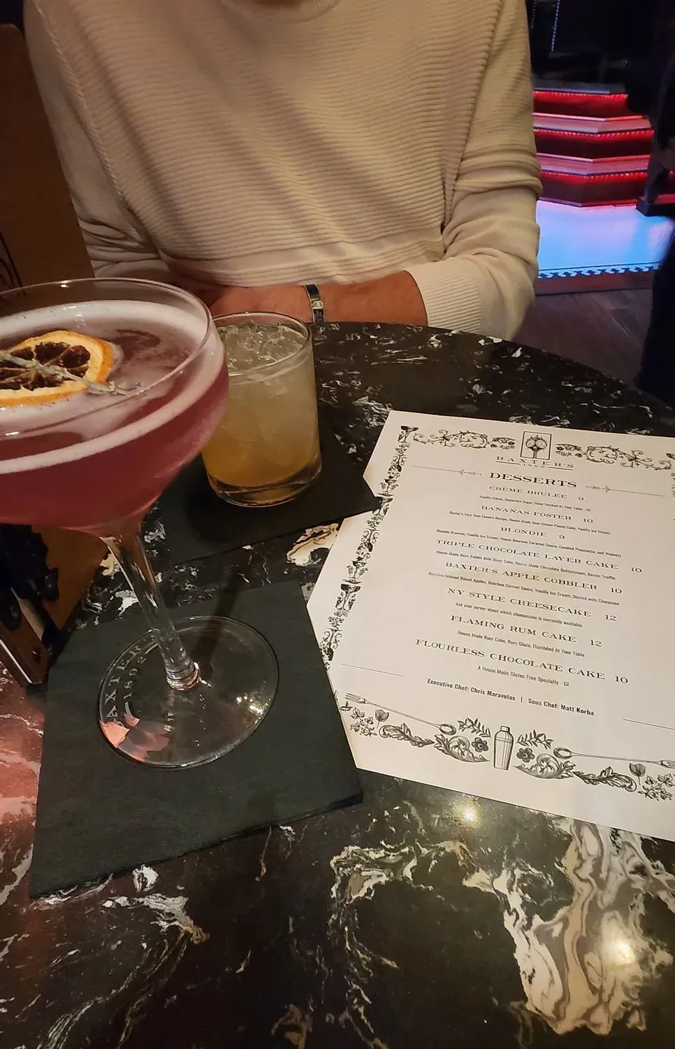 Baxter's 1892 Menu - Updated October 2025