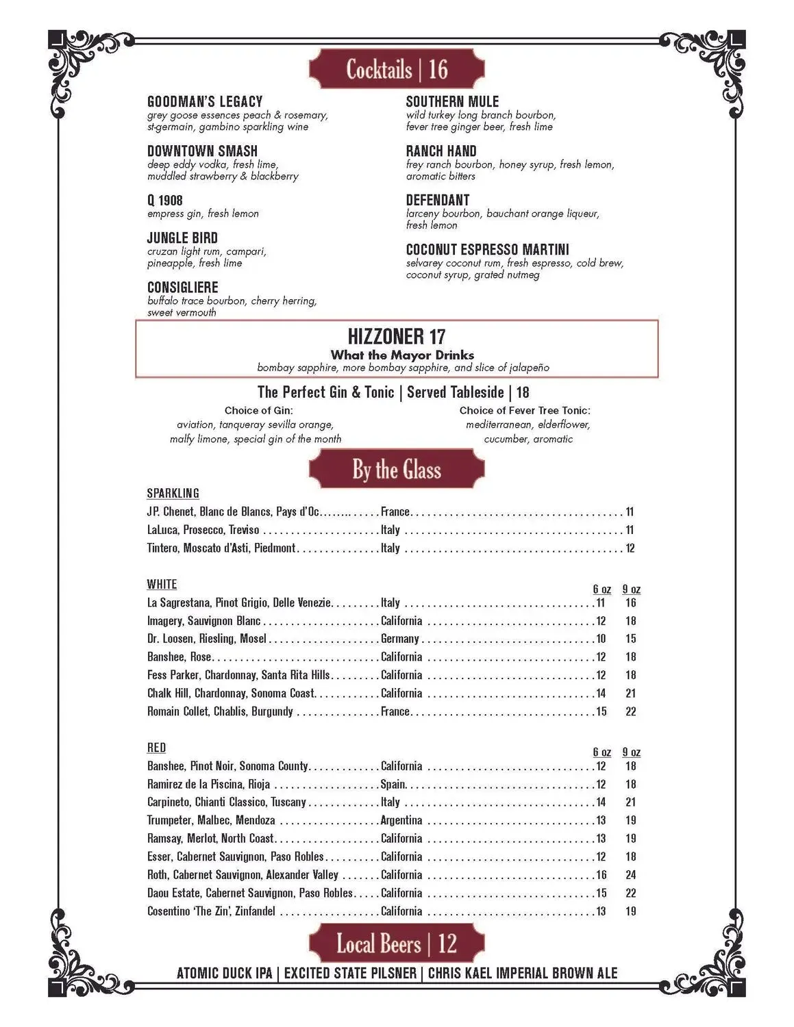 Oscar's Steakhouse Menu - Updated October 2025