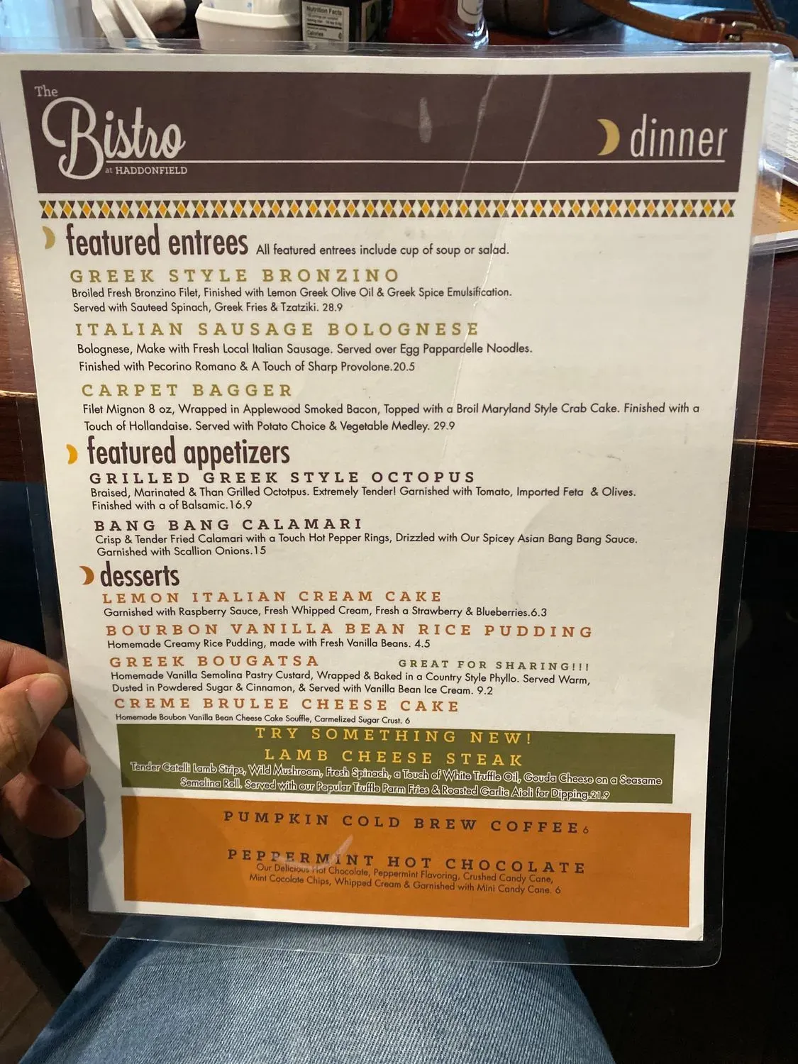 The Bistro at Haddonfield Menu - Updated October 2025