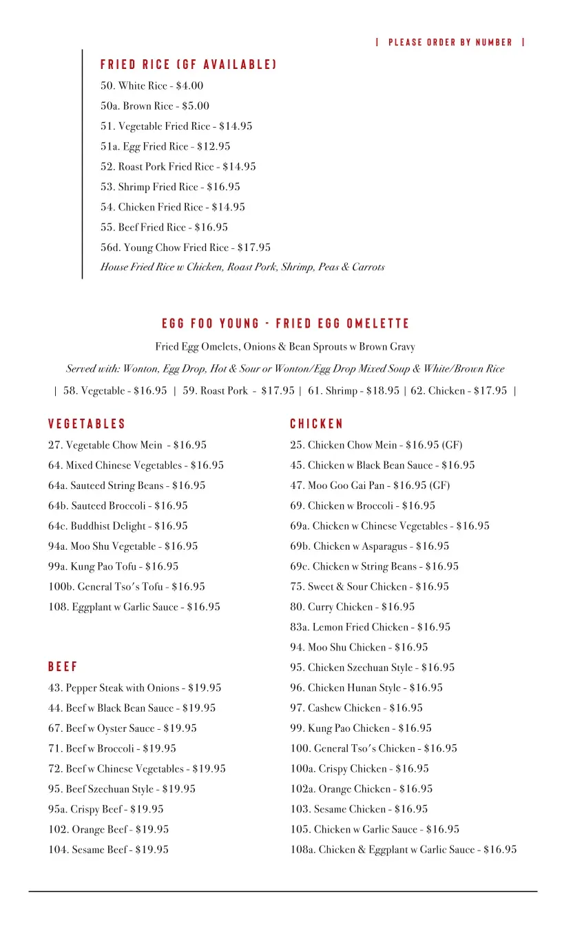 House of Chong Menu - Updated October 2025