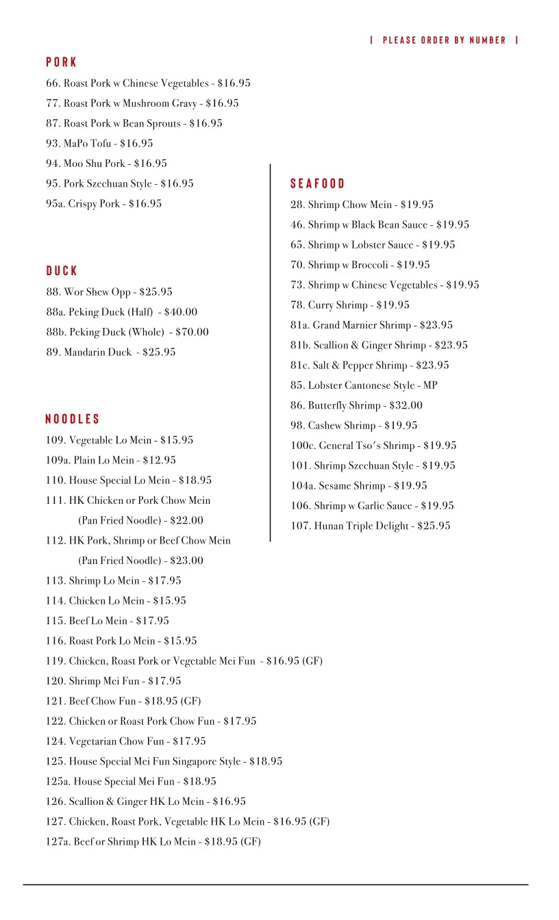 House of Chong Menu - Updated October 2025