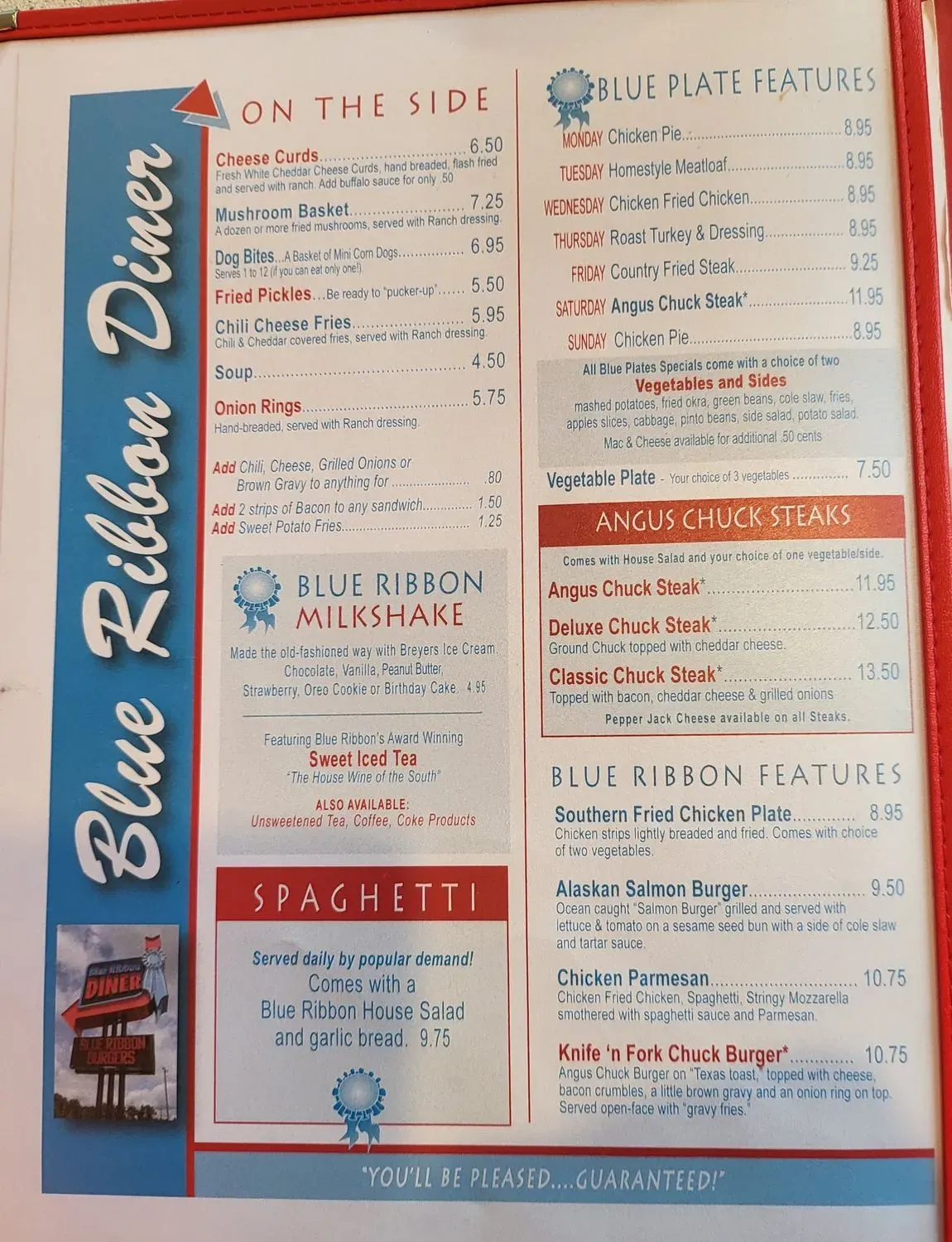Blue Ribbon Diner Menu - Updated October 2025