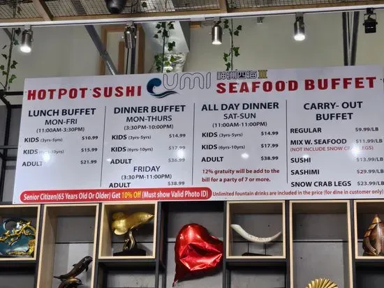 Umi Hotpot Sushi & Seafood Buffet Menu | Deptford, NJ | Checkle