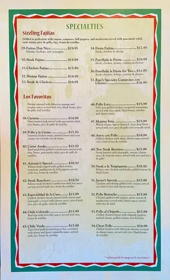La Fiesta Menu | Greenville, NC | Checkle