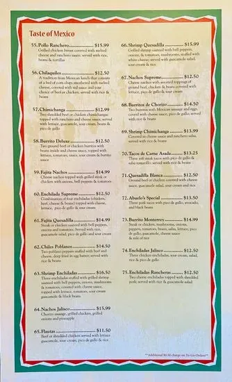 La Fiesta Menu | Greenville, NC | Checkle