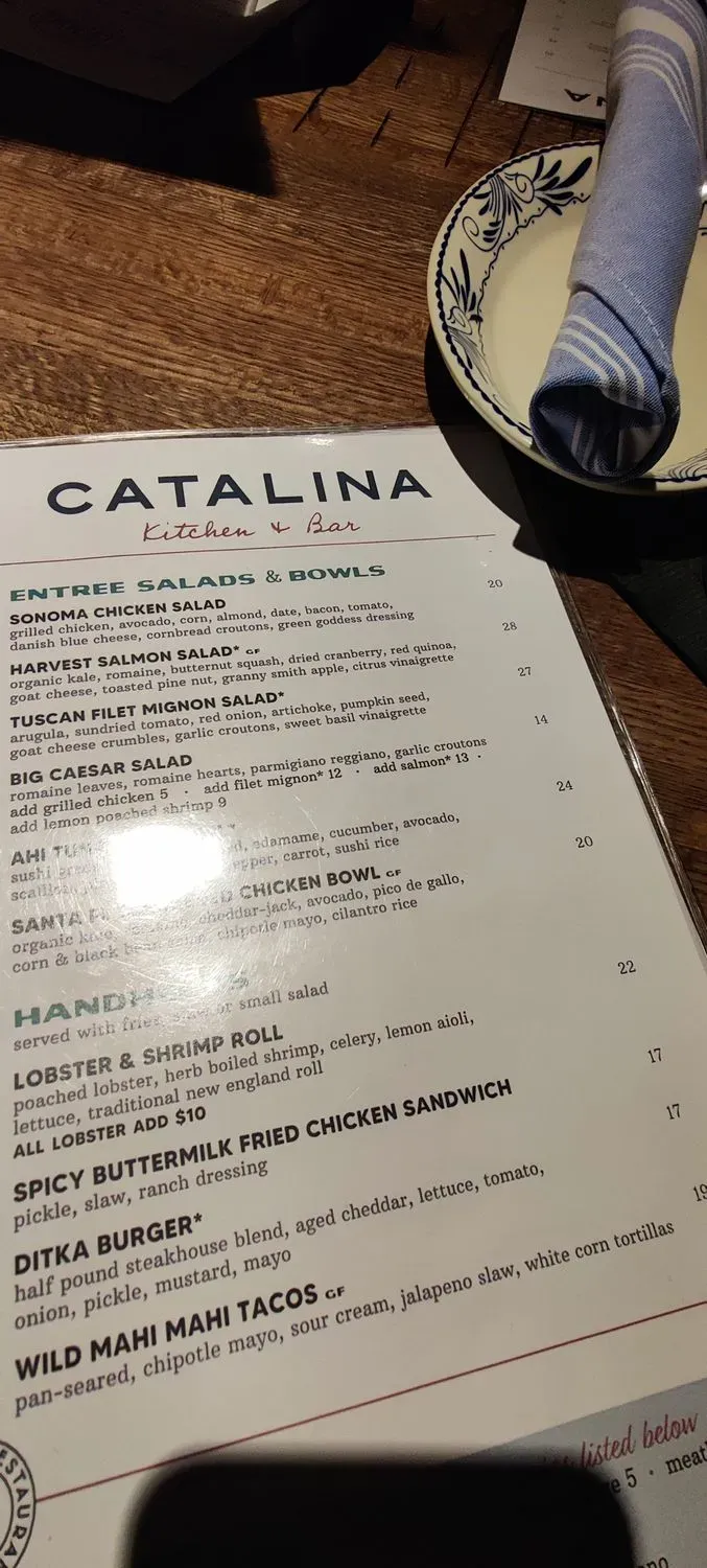 Catalina Kitchen and Bar Menu - Updated October 2025