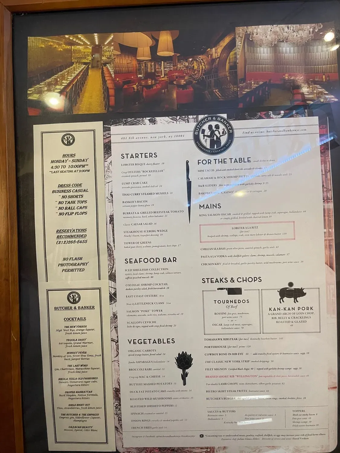 Butcher and Banker NYC Menu - Updated October 2025