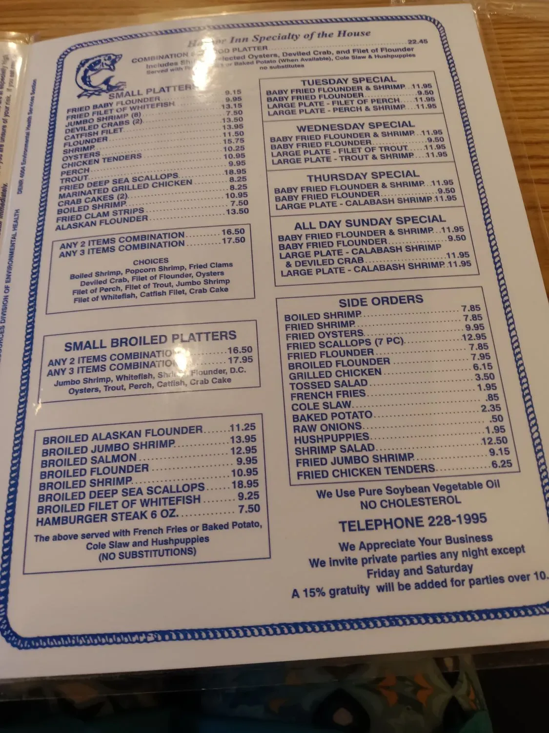 Harbor Inn Seafood Restaurant Menu - Updated October 2025