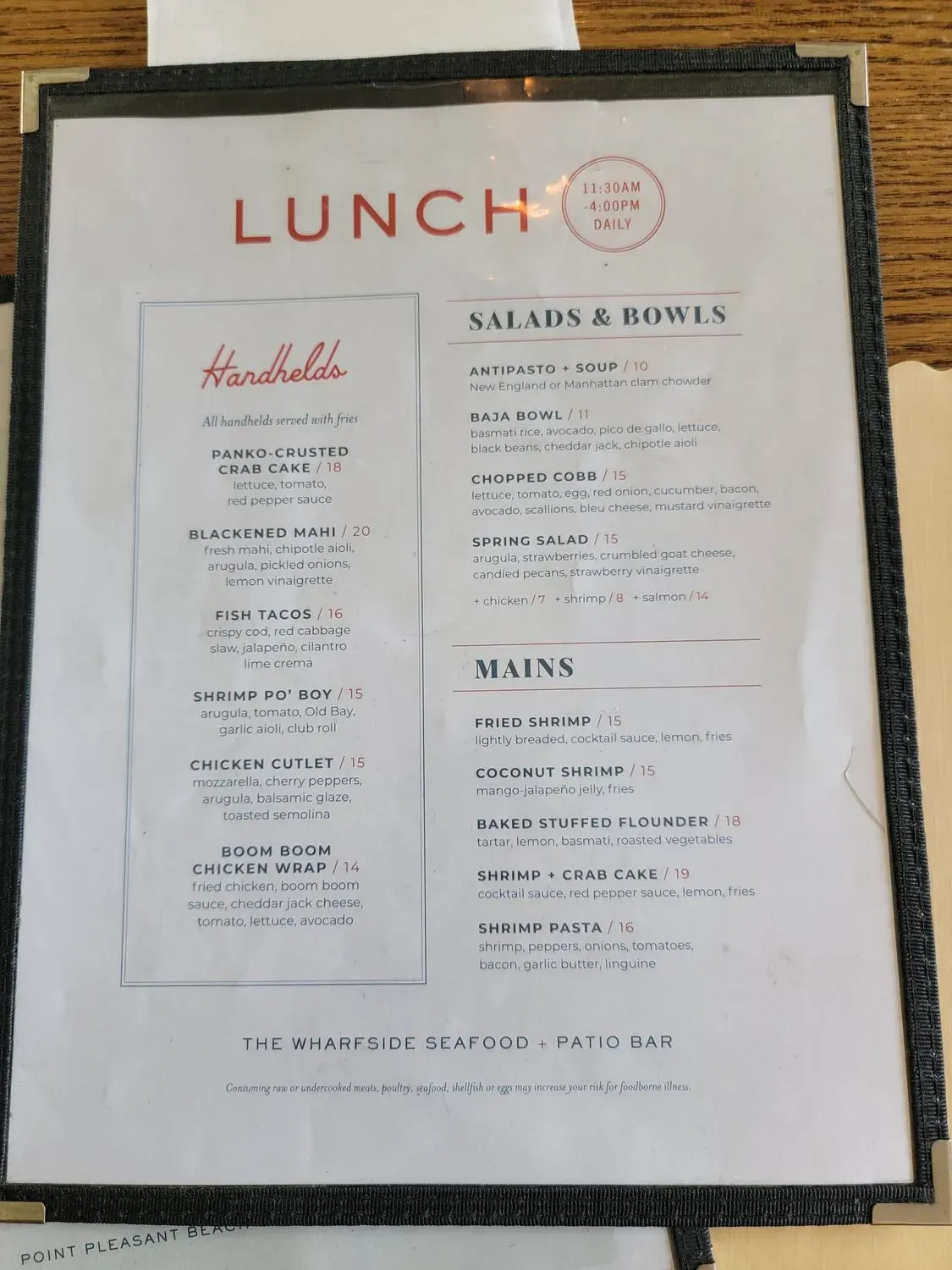 The Wharfside Seafood & Patio Bar Menu - Updated October 2025